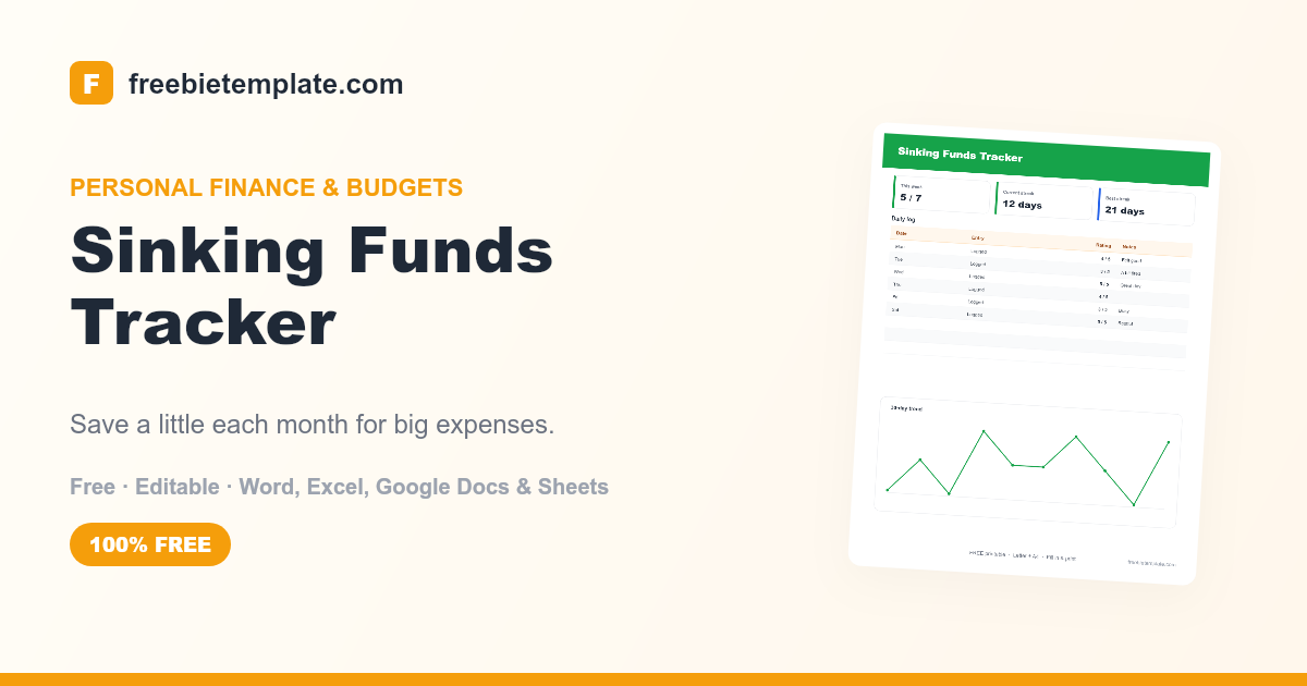 Sinking Funds Tracker | FreebieTemplate